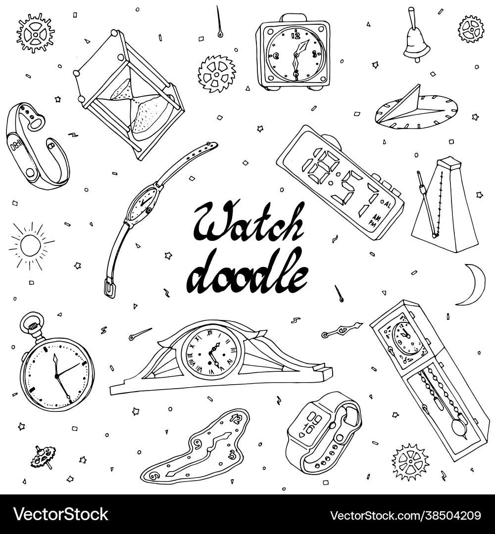 Watch doodle Royalty Free Vector Image - VectorStock