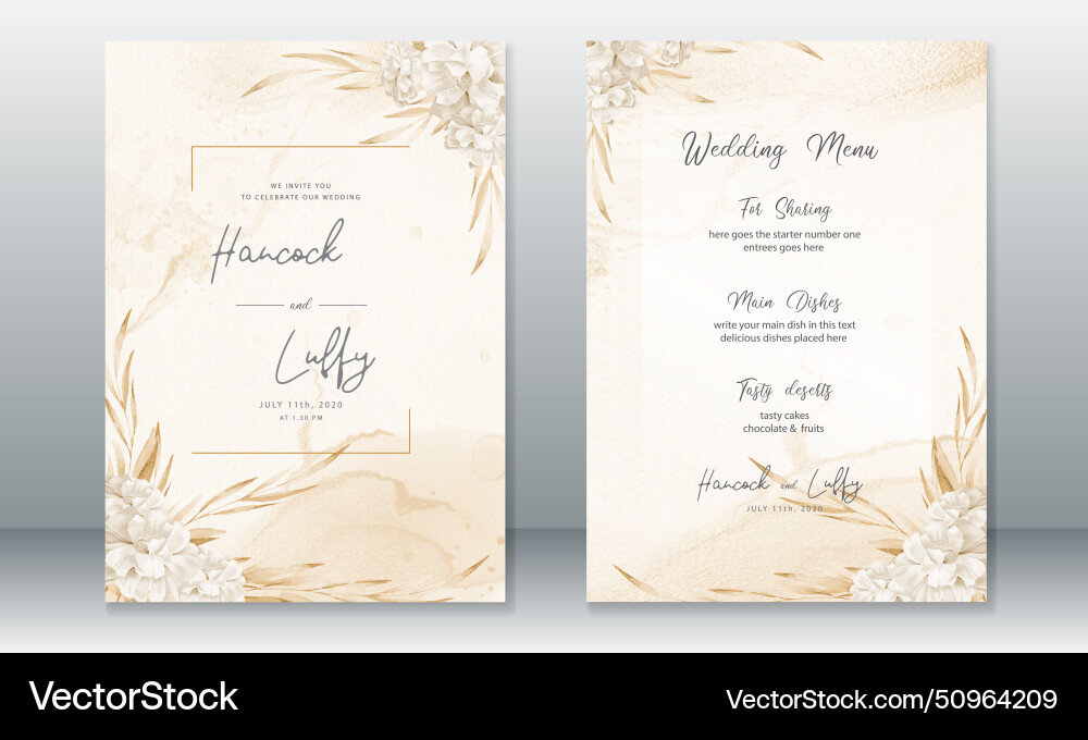 Wedding invitation card watercolor background Vector Image