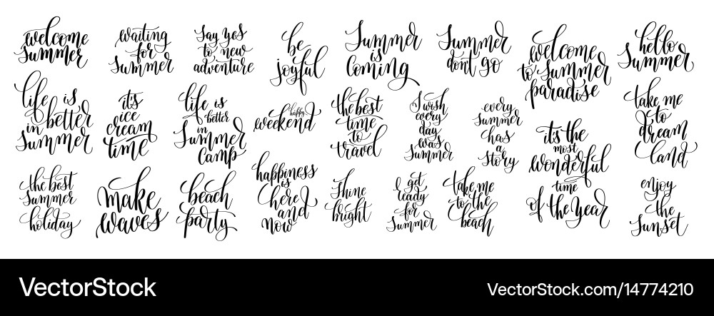 25 handwritten lettering positive quote Royalty Free Vector