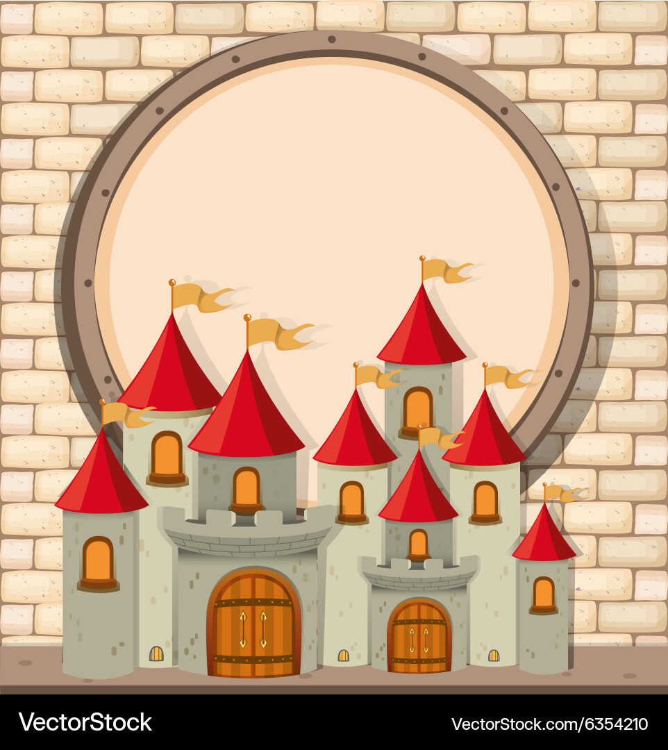 Border design with castle towers Royalty Free Vector Image