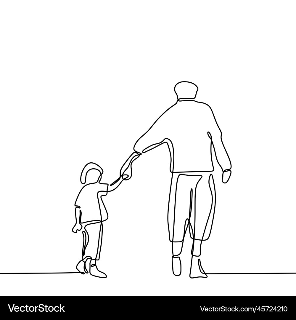 Continuous one line drawing father with son Vector Image
