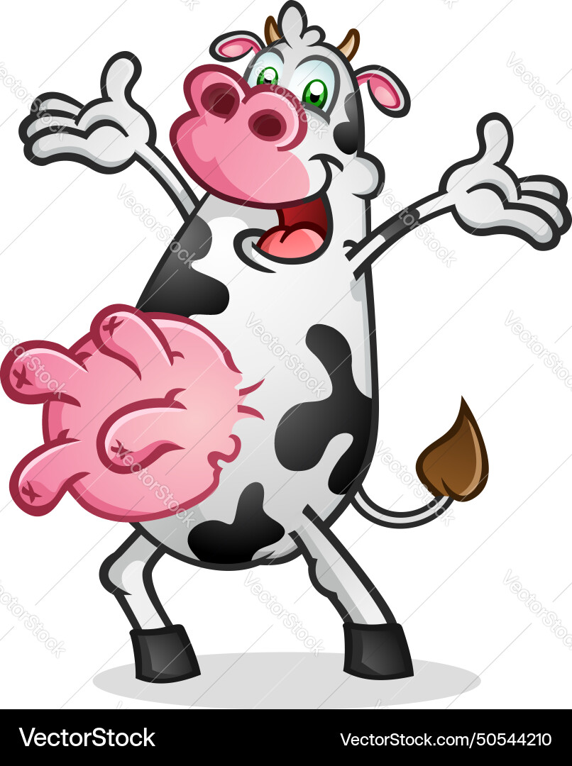 Cow cartoon character smiling with open arms Vector Image