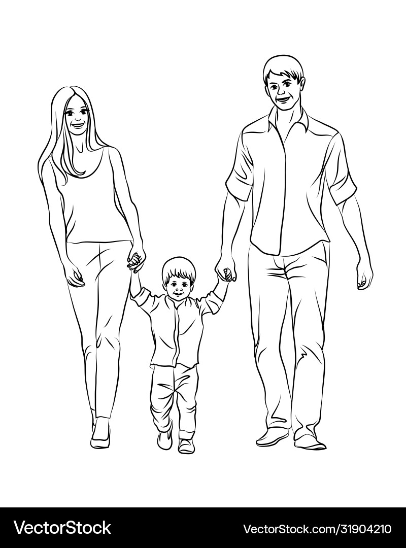 Family graphic hand-drawn sketch Royalty Free Vector Image