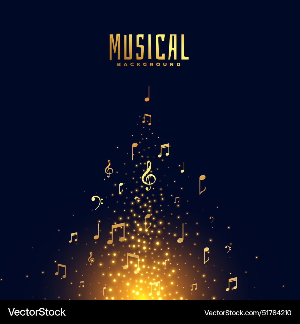 Golden musical notes floating background Vector Image