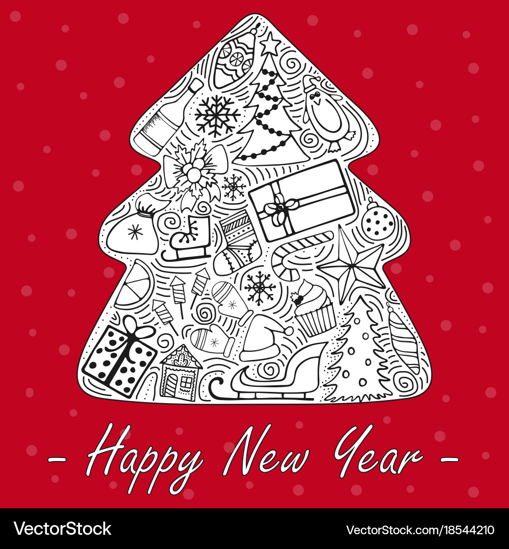 Lovely hand-drawn new years Royalty Free Vector Image