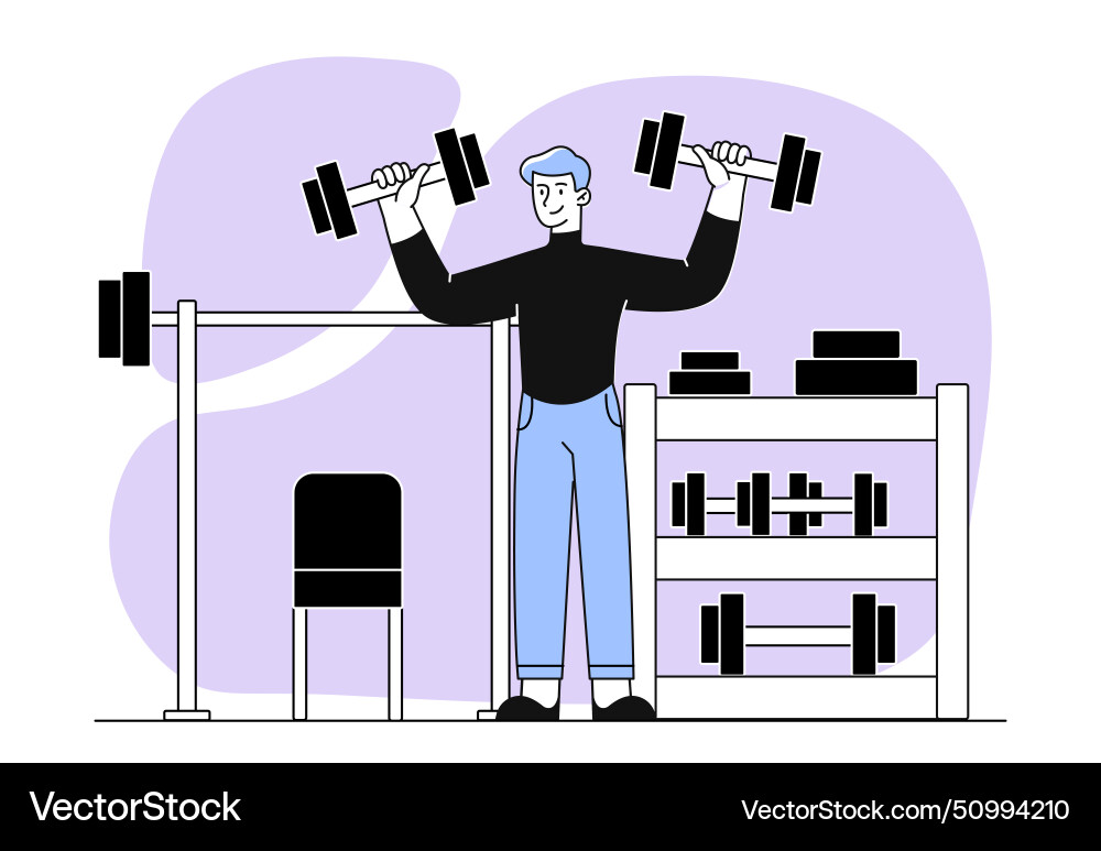 Man in gym simple Royalty Free Vector Image - VectorStock
