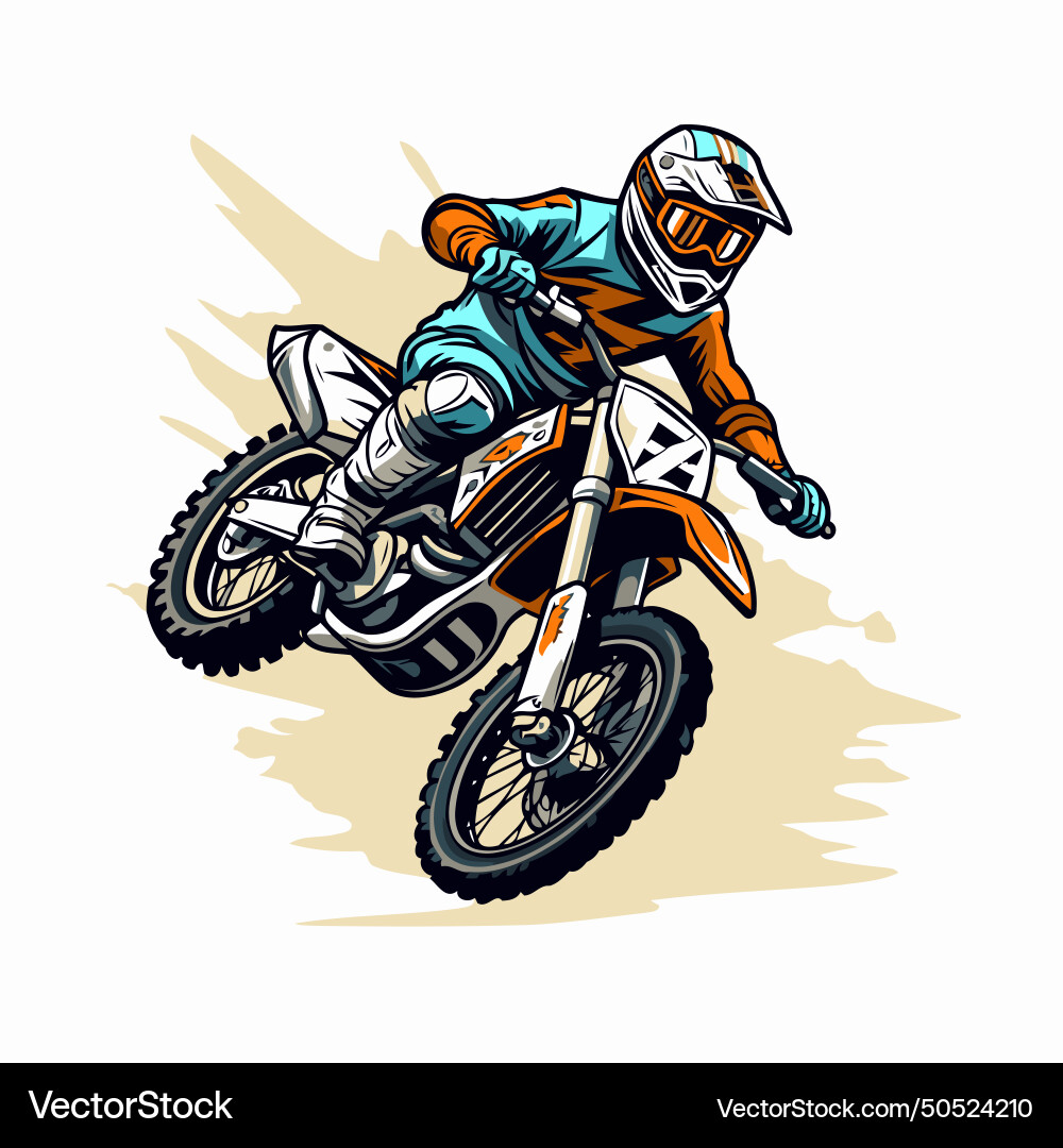 Motocross Rider on Motorcycle Royalty Free Vector Image