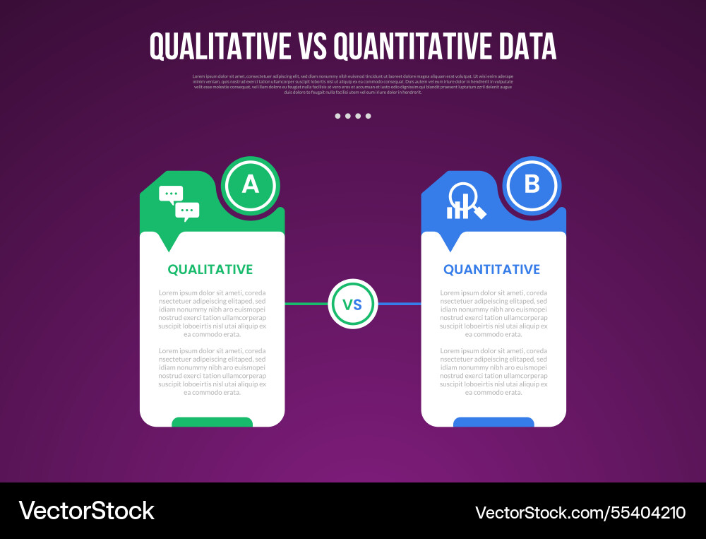 Qualitative vs quantitative data infographic Vector Image
