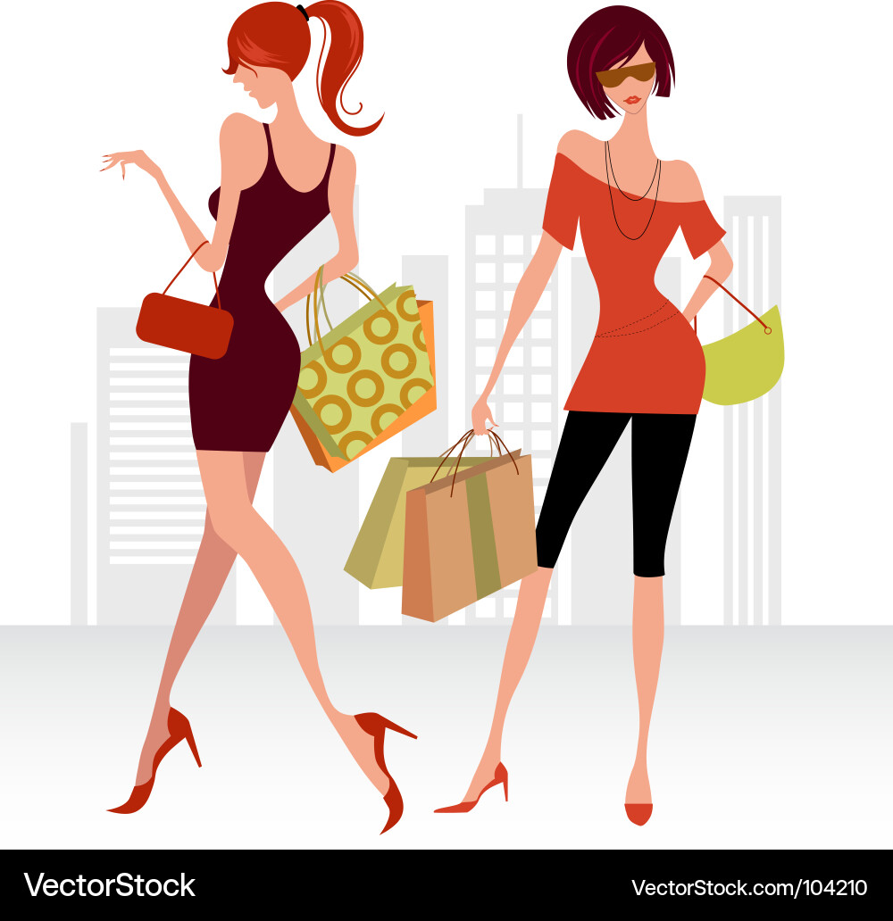 Shopping girls Royalty Free Vector Image - VectorStock