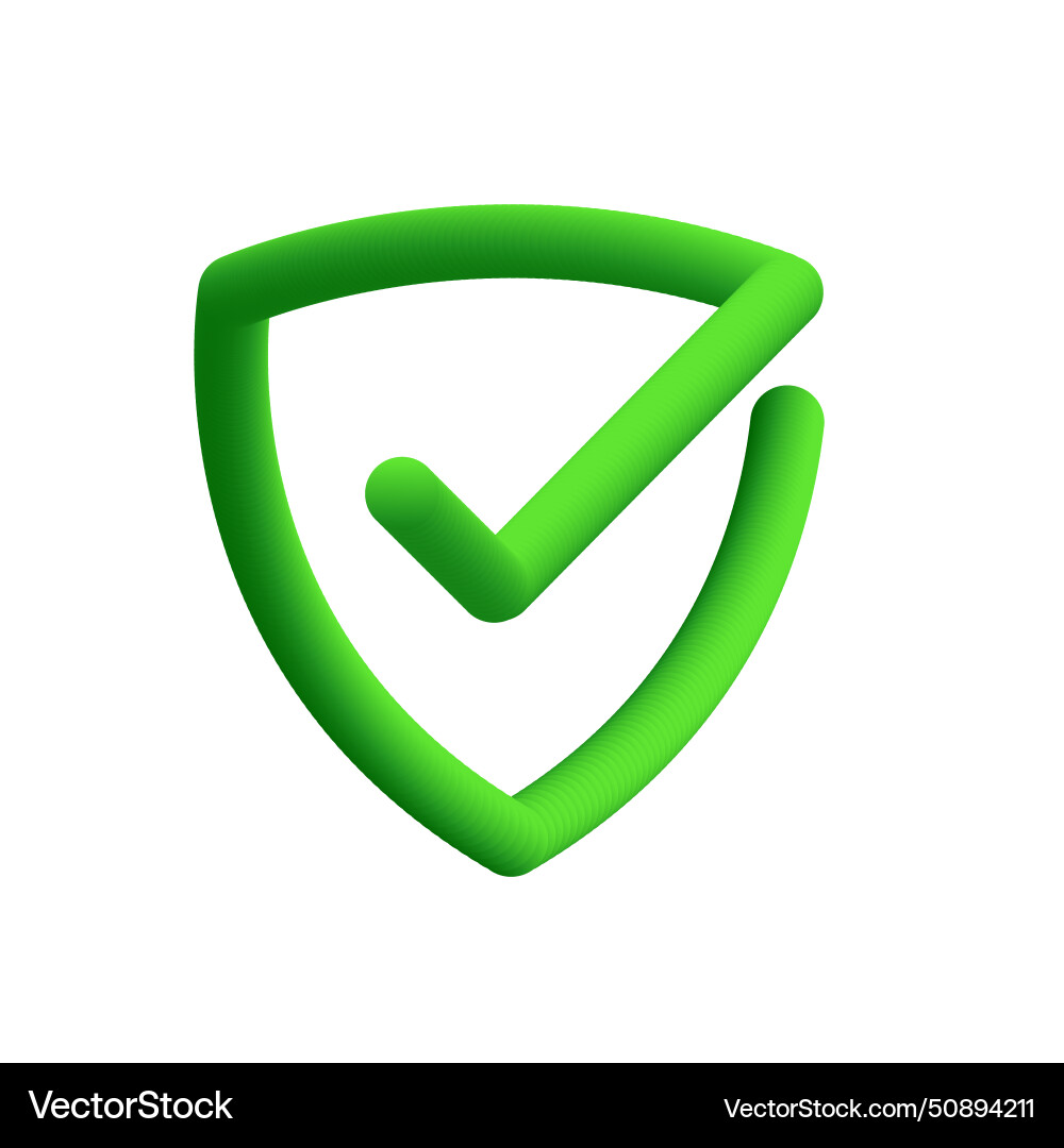 3d style approved shield logo for safe and secure Vector Image