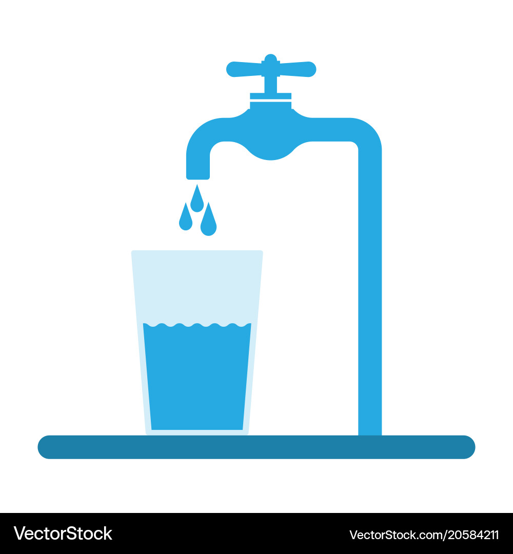 Glass filled with drinking water from tap Vector Image