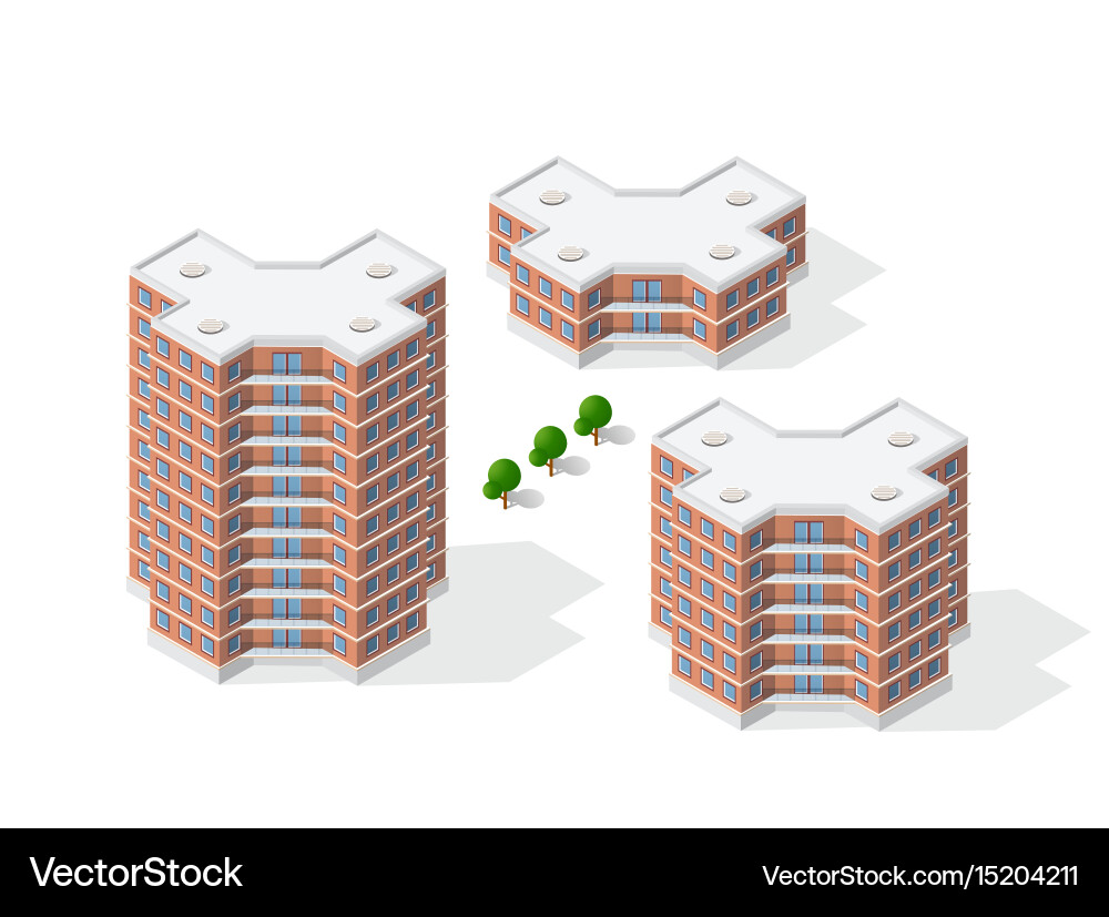 Isometric 3d dimensional building of modern Vector Image