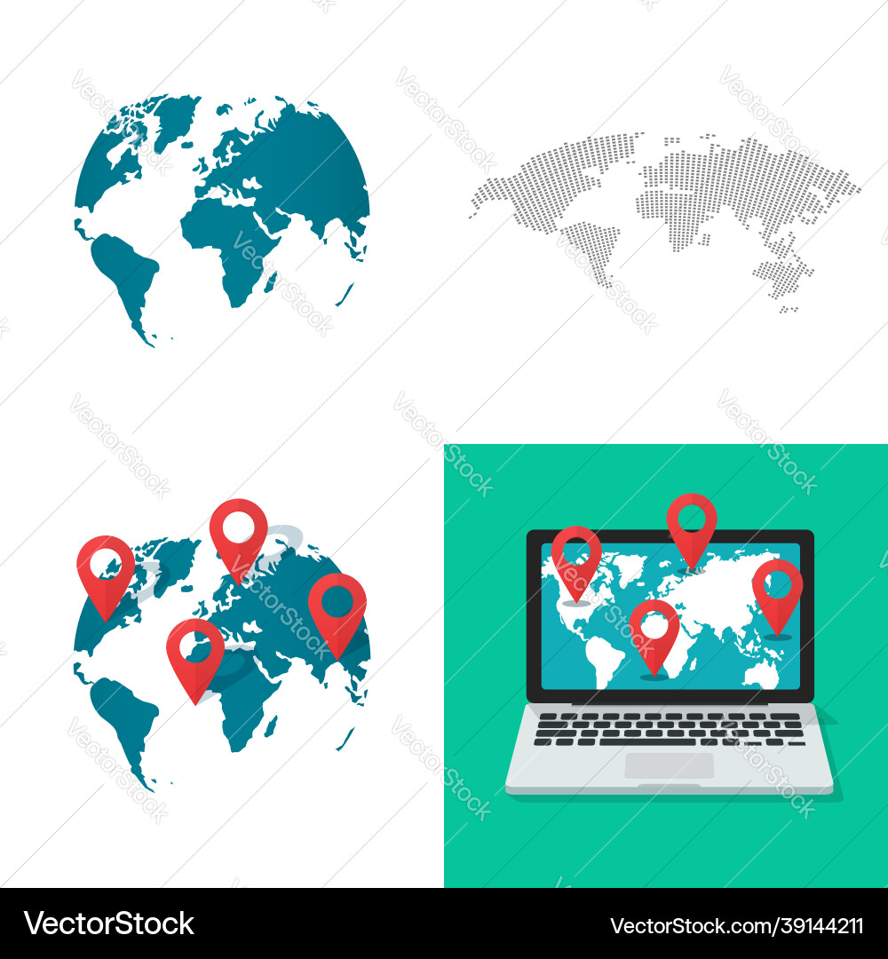 Large world map shape set as globe earth Vector Image