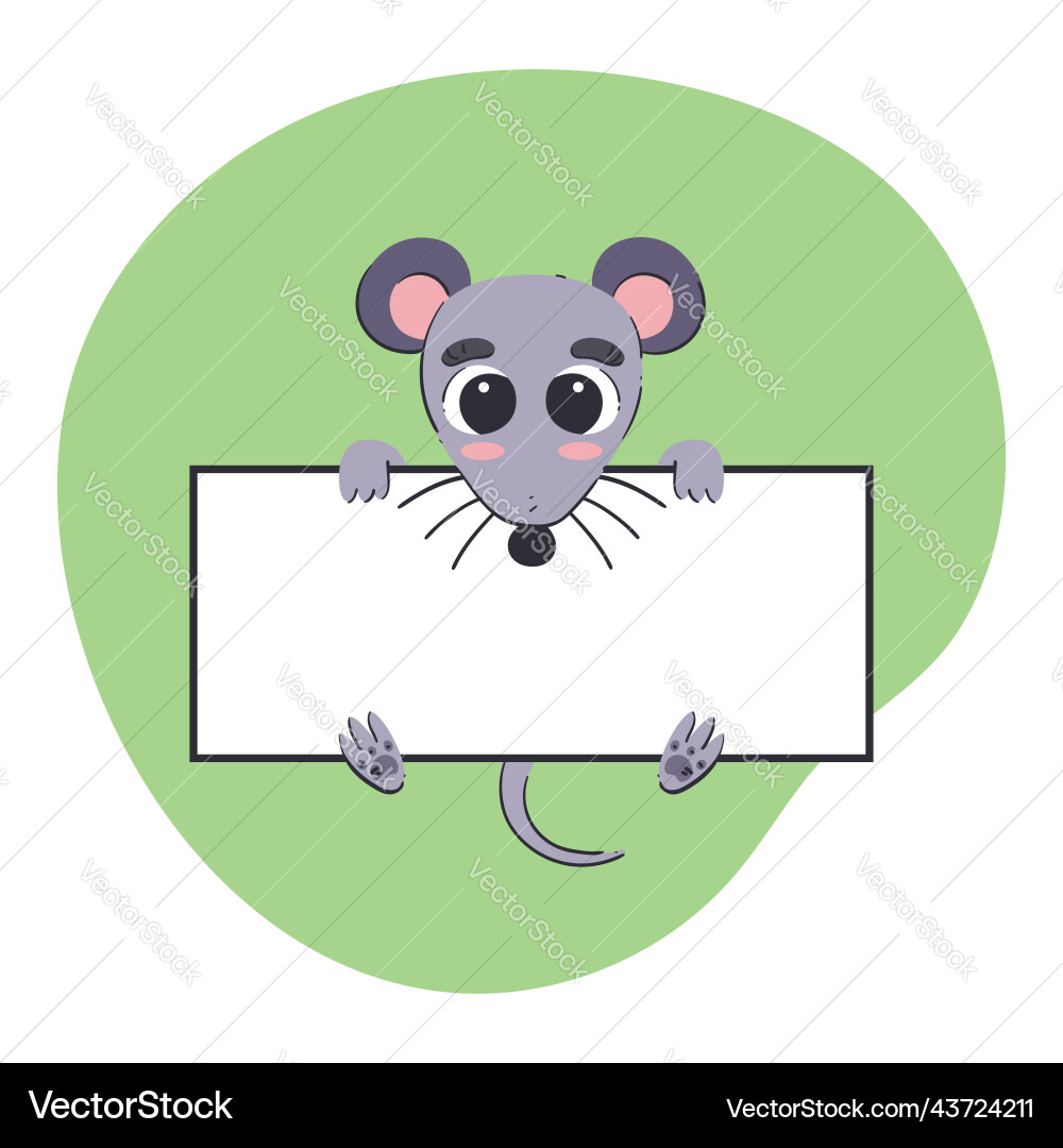 Mouse holding a blank banner Royalty Free Vector Image