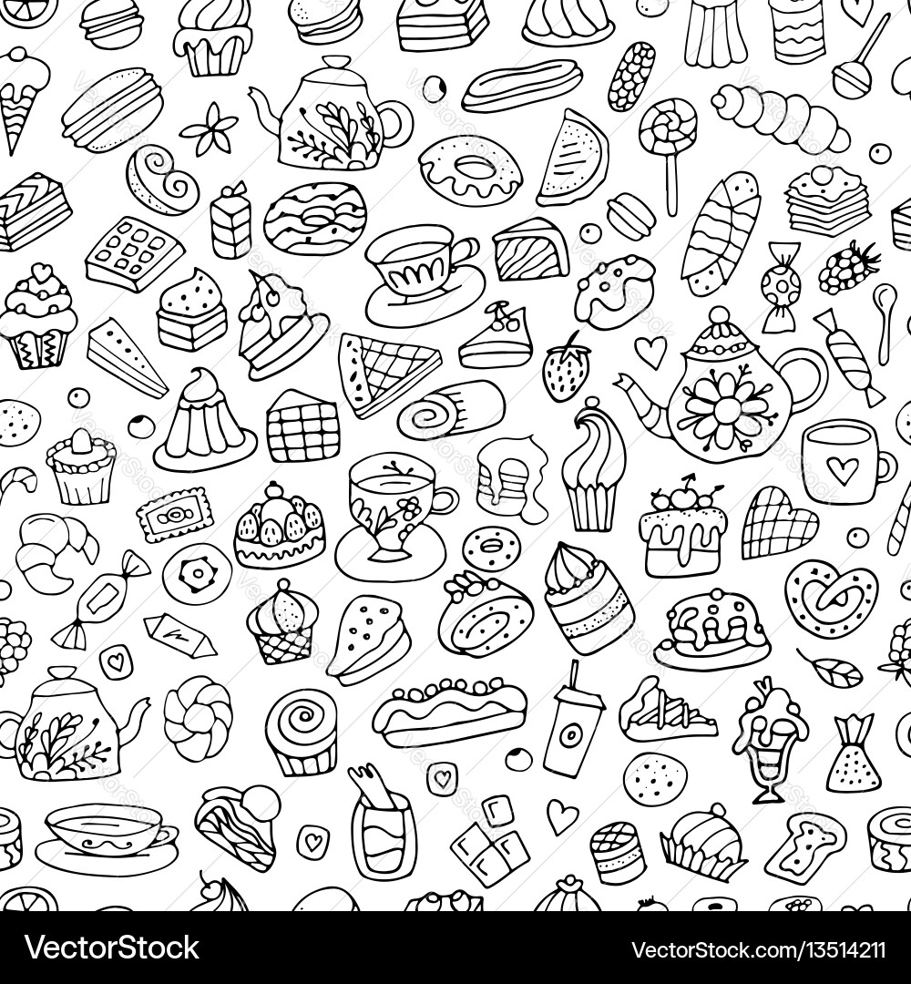 Pastries & Sweets Pattern Royalty Free Vector Image
