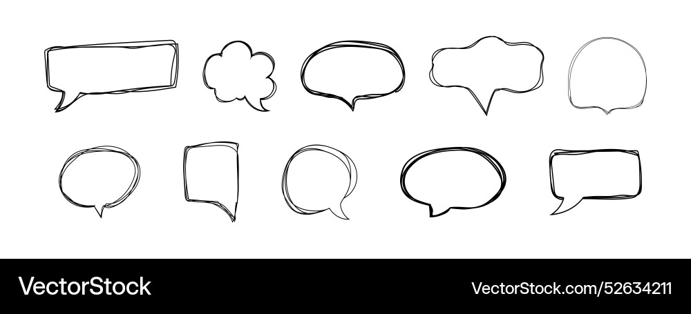 Speech bubble frame scribble fast hand drawing Vector Image