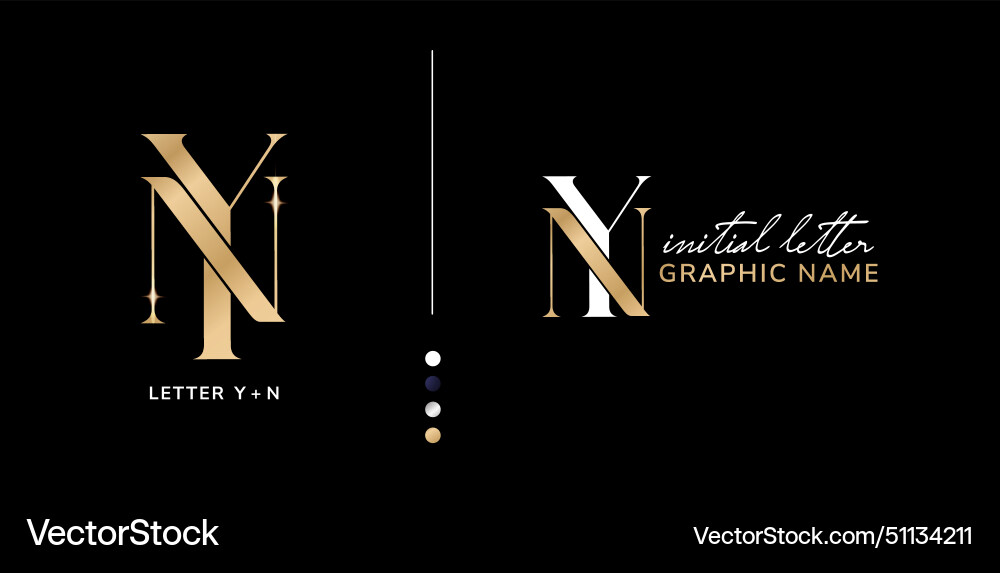 Yn or ny luxury elegant initial letter logo design