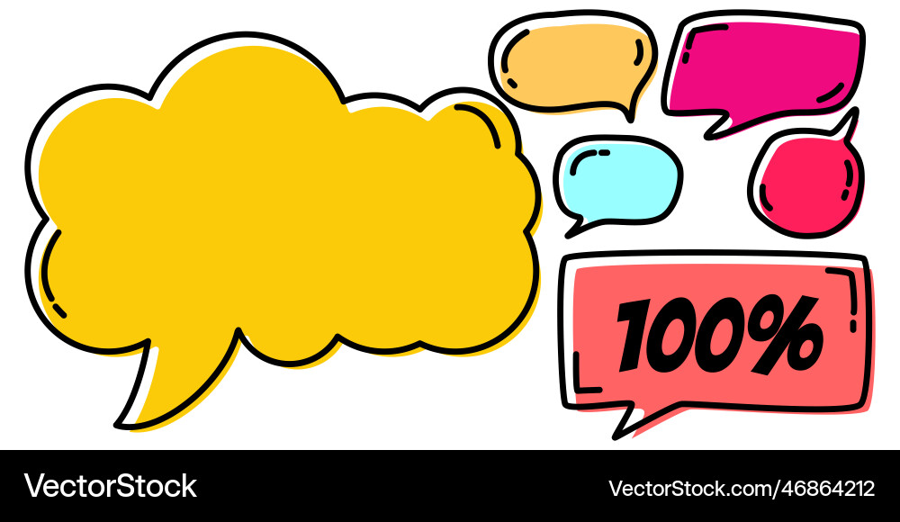 100 sale discount bubble cloud chat comic Vector Image