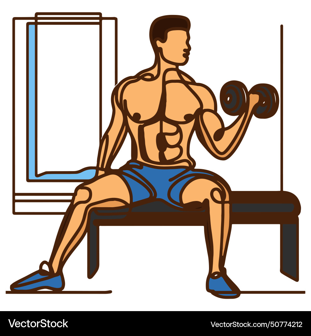 Athletic man lifting dumbbell Royalty Free Vector Image