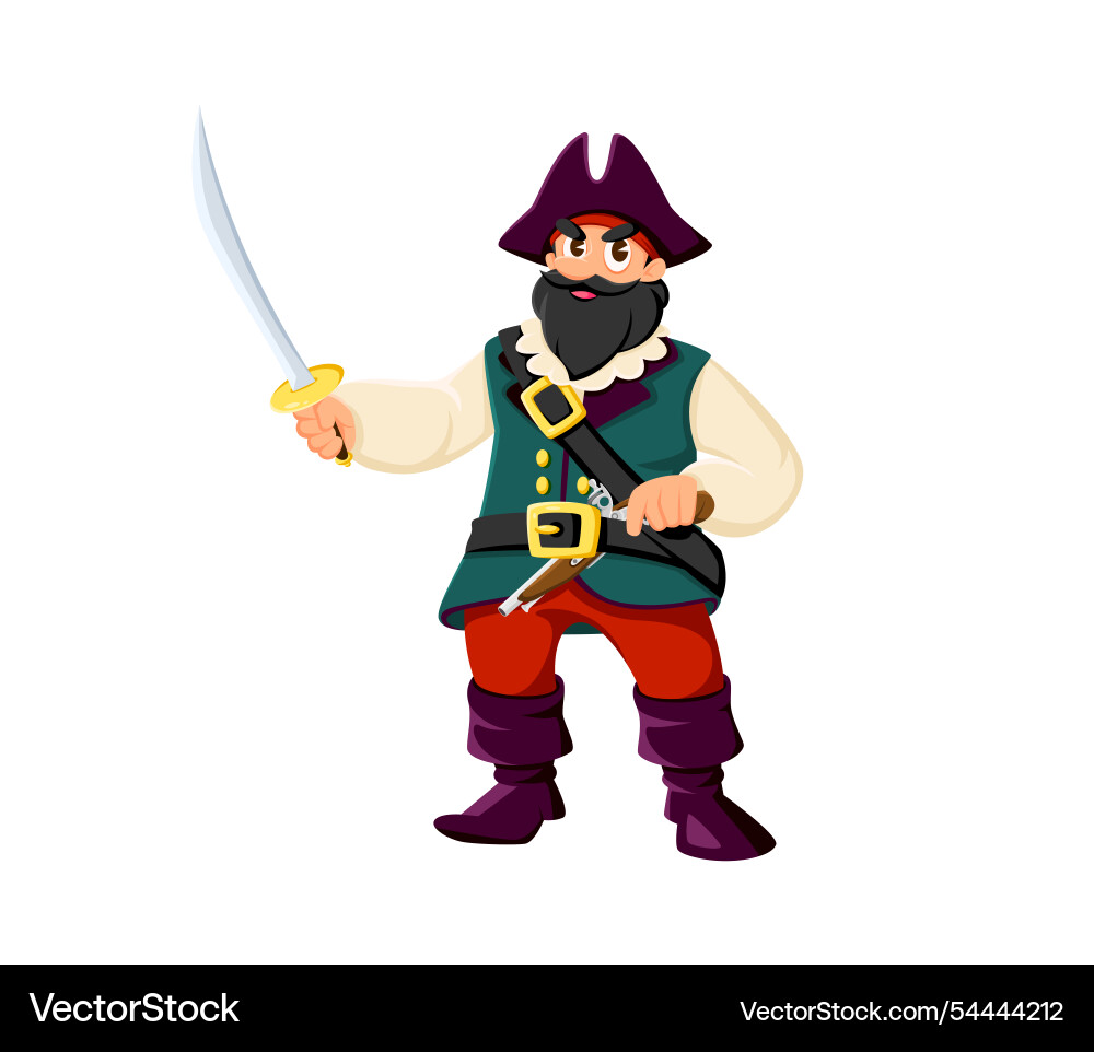 Cartoon pirate privateer sailor comical character Vector Image