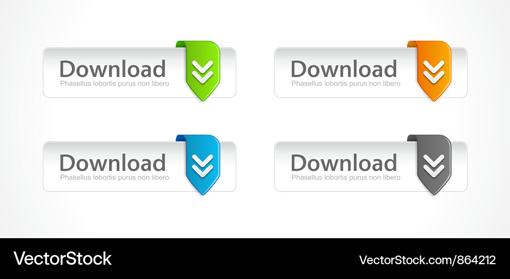 Colorful download buttons set Royalty Free Vector Image