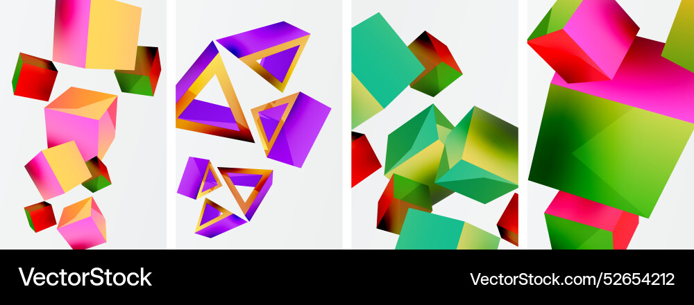 Composition of 3d cubes and other geometric Vector Image