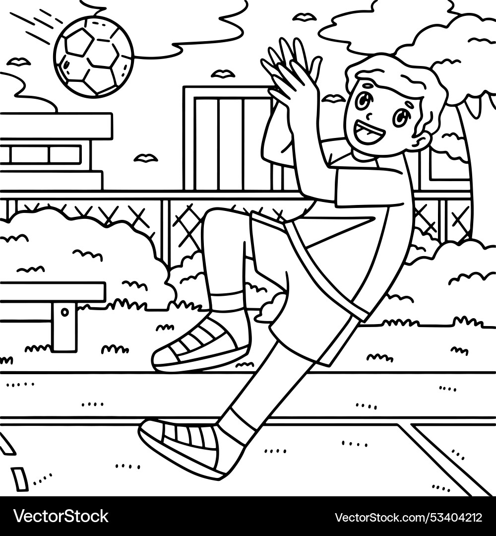 Handball player catching the ball coloring page Vector Image