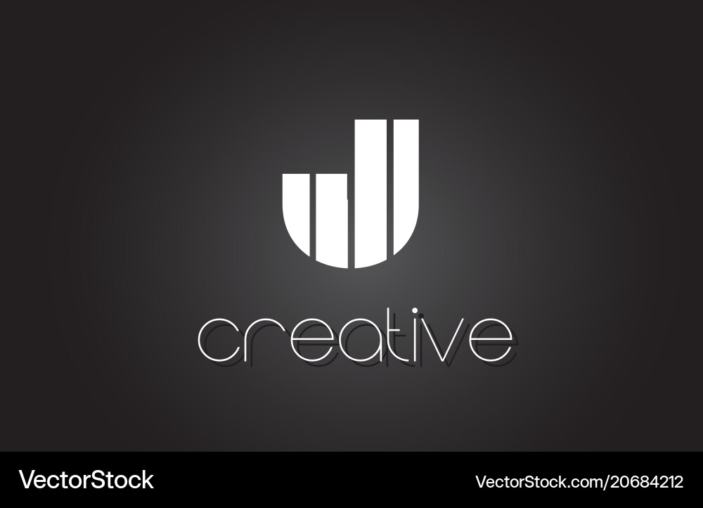 J letter logo design with white and black lines Vector Image
