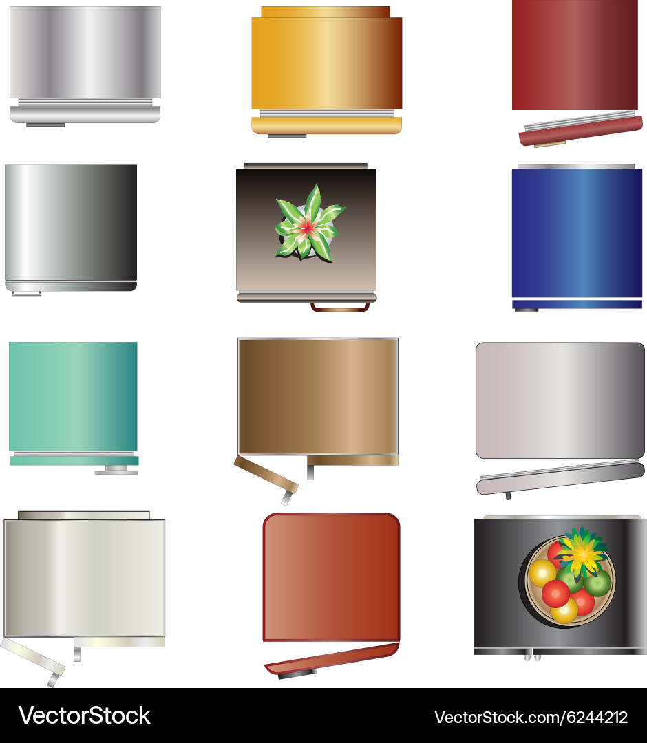 Kitchen equipment refrigerators top view set 6 Vector Image