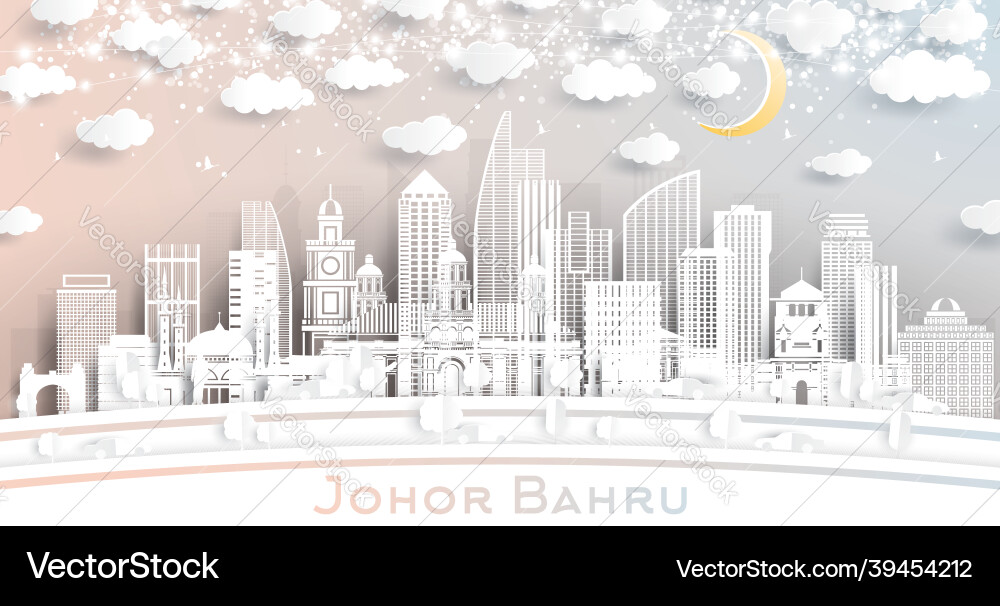 Paper Cut Johor Bahru Skyline Royalty Free Vector Image