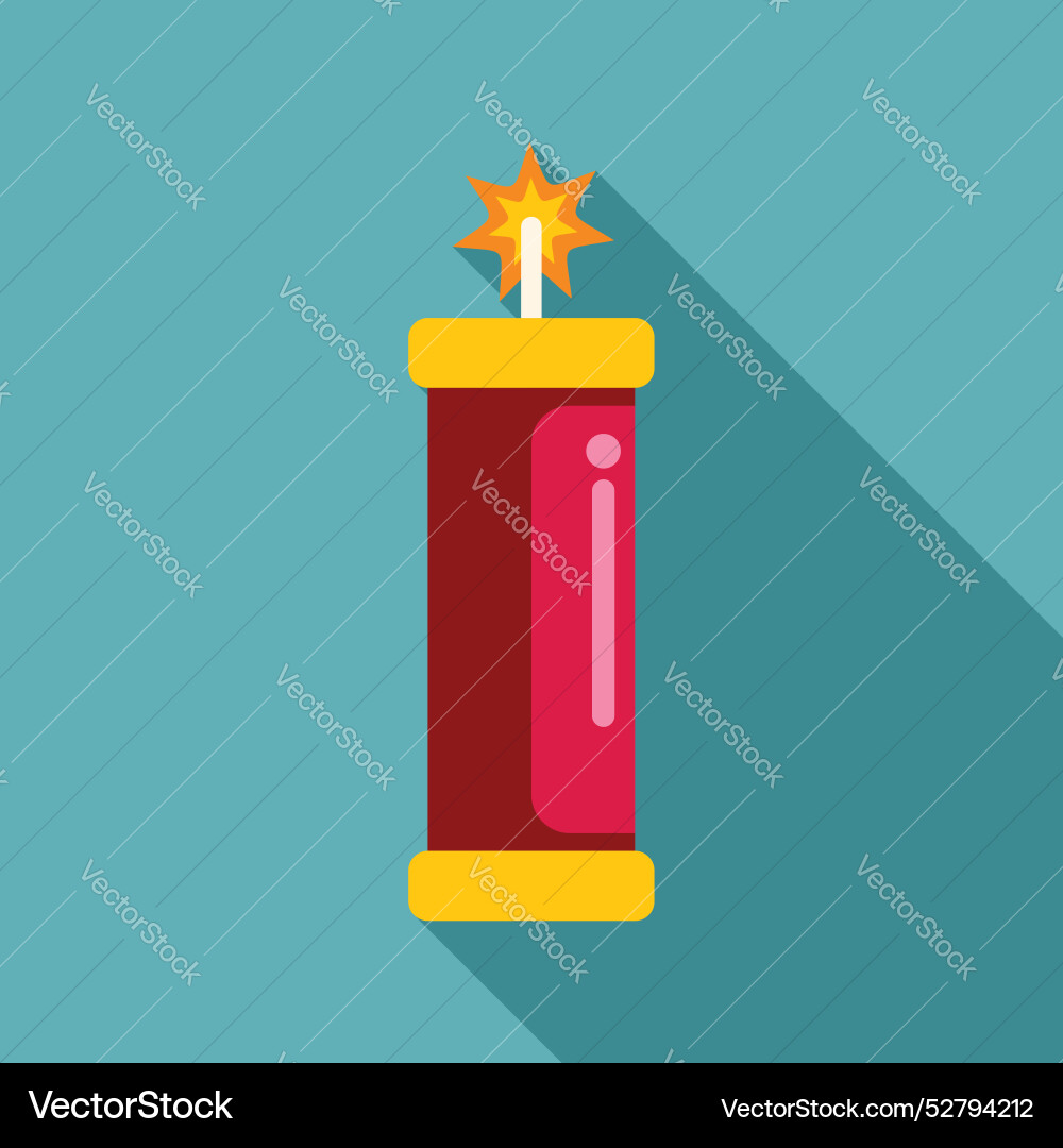 Red firecracker with burning wick on turquoise Vector Image