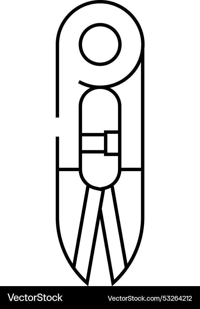 Scissors embroidery hobby line icon Royalty Free Vector