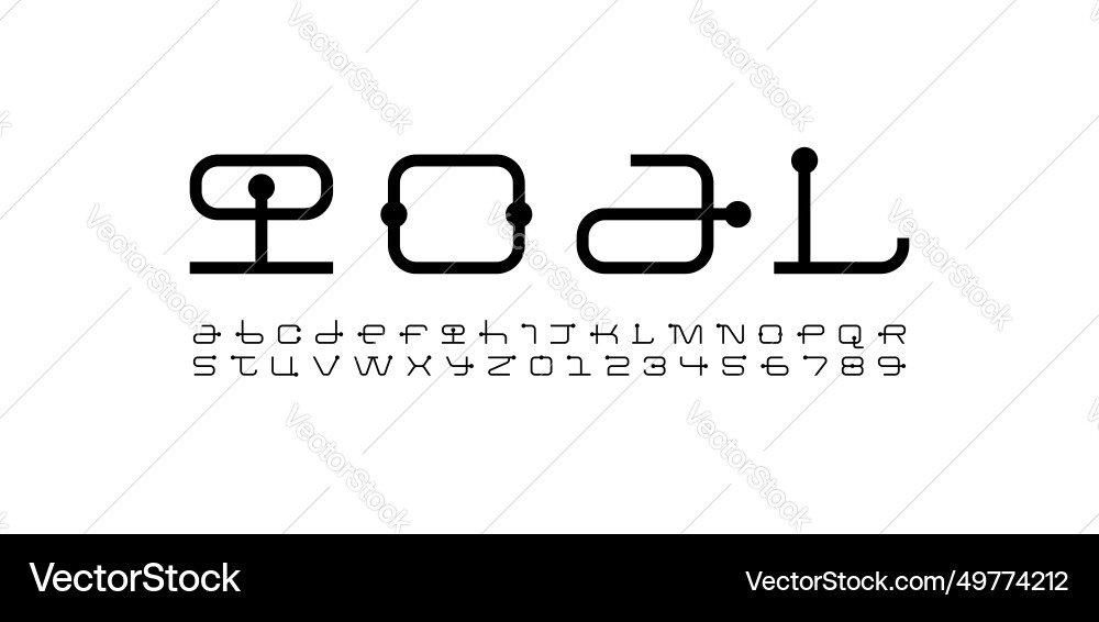 Technical wide thin future font digital cyber Vector Image