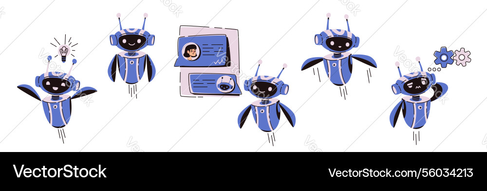 Ai chatbots set isolated on white Royalty Free Vector Image