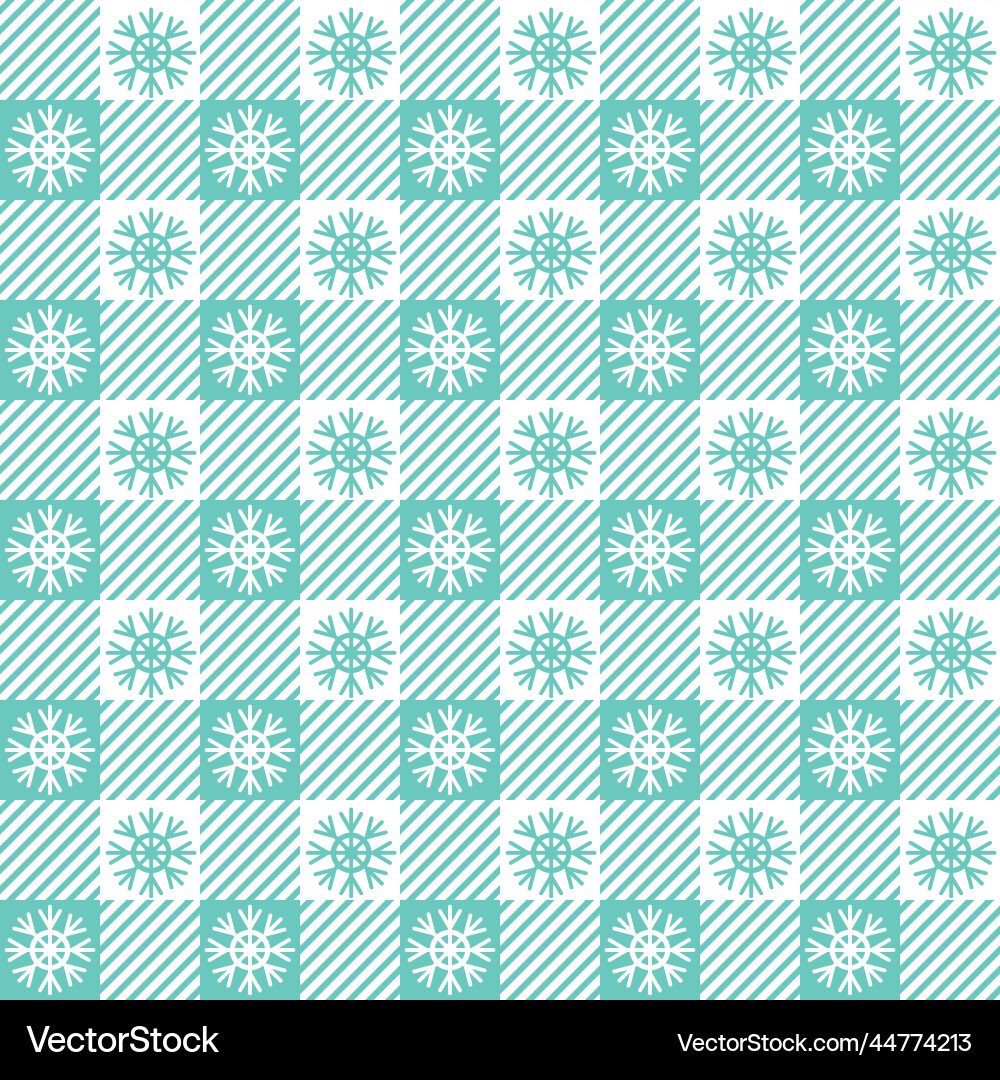 Checkered christmas pattern with snowflakes Vector Image