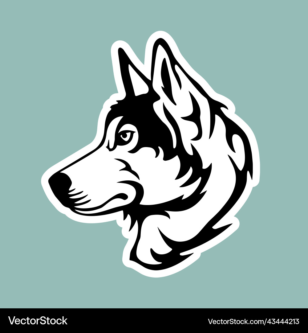 Cute Husky Portrait - Sticker or Pattern Vector Image