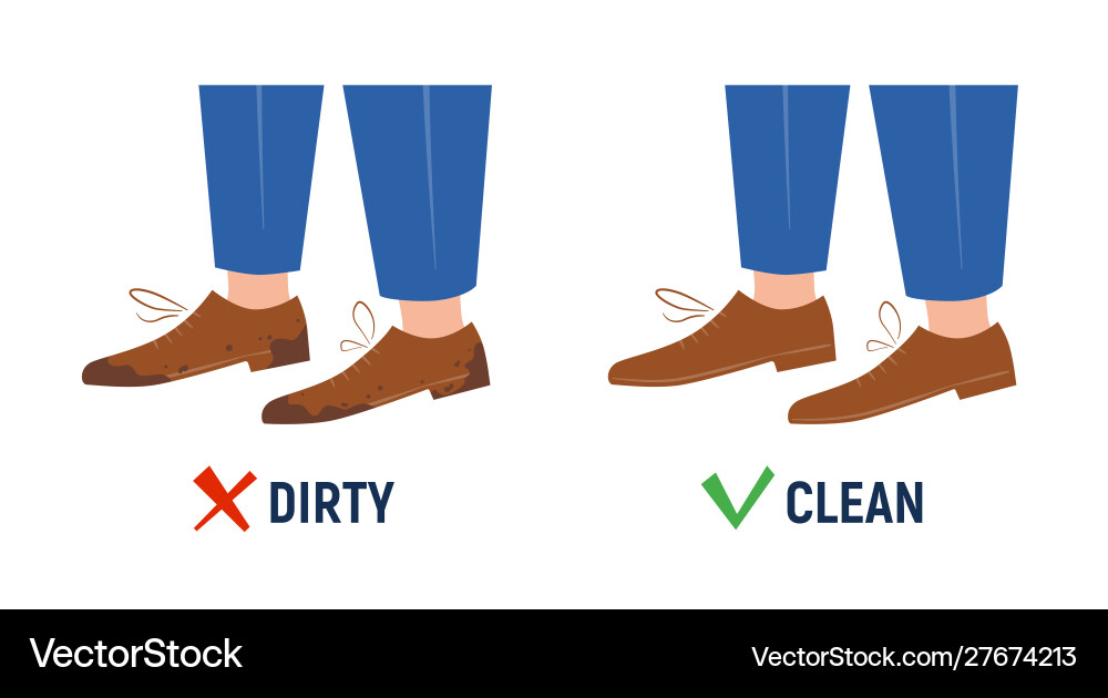 Dirty and clean shoes before after isolated Vector Image