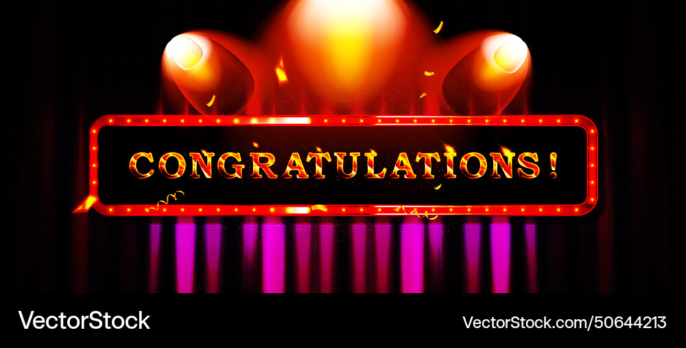 Gold congratulations lettering and confetti Vector Image