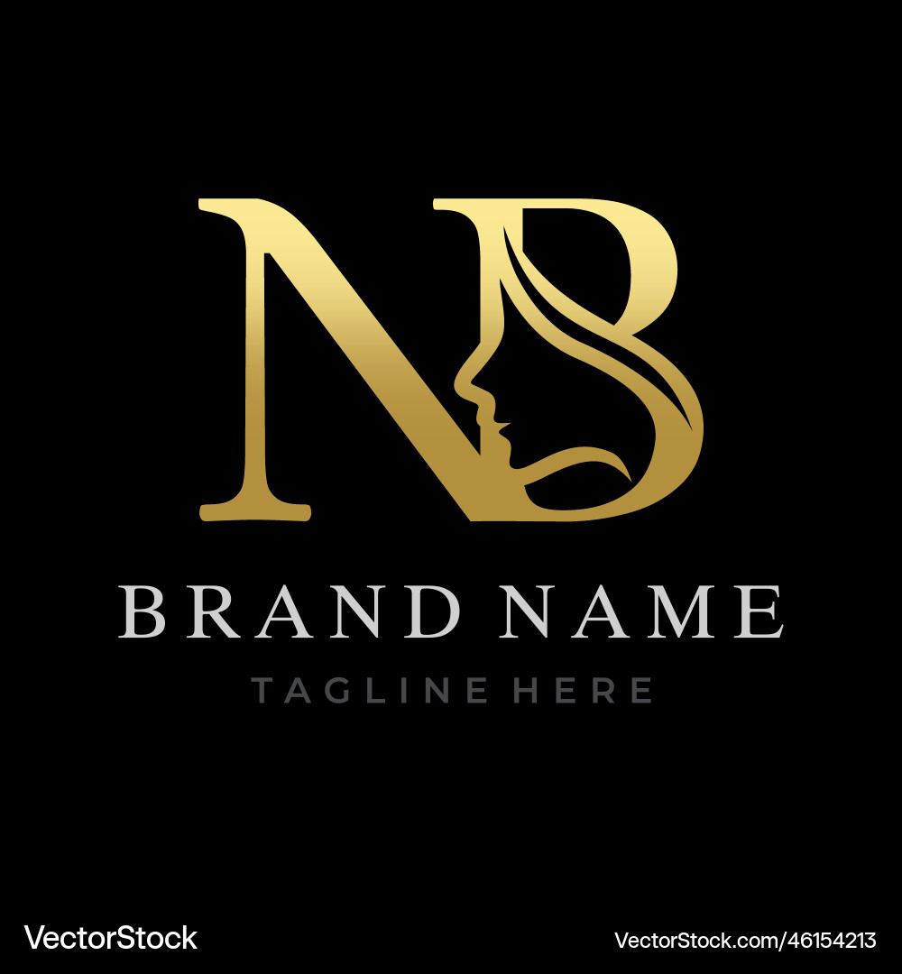 Letter nb beauty face initial logo design Vector Image