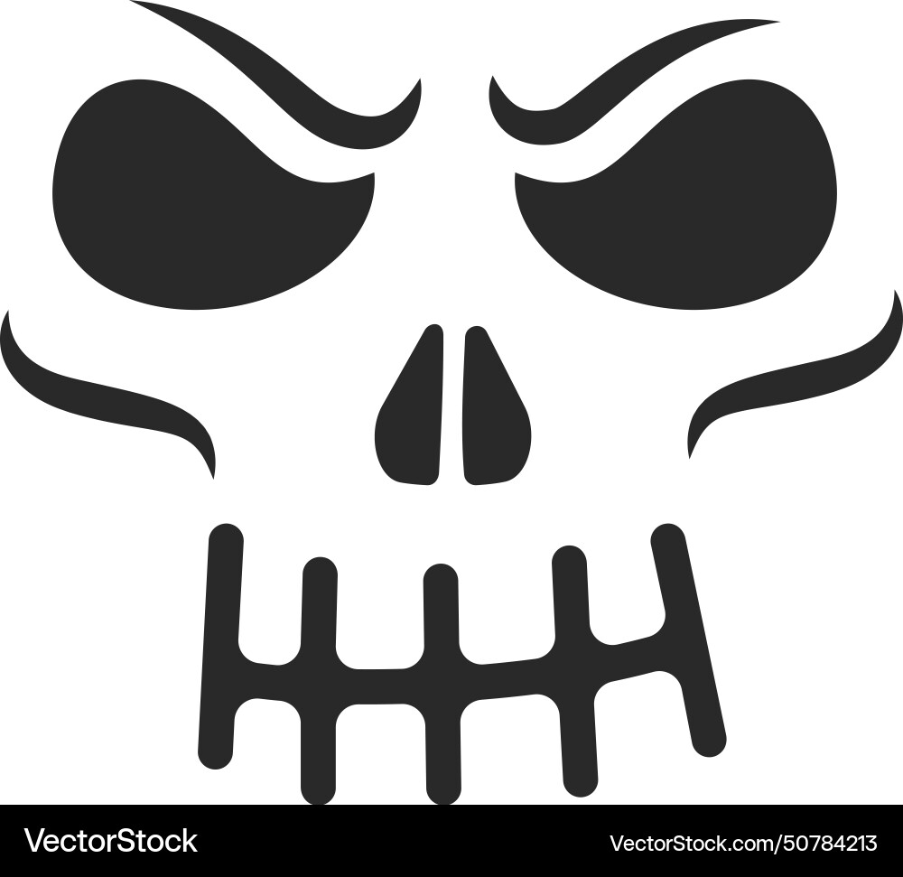 Skull tattoo black evil face expression template Vector Image