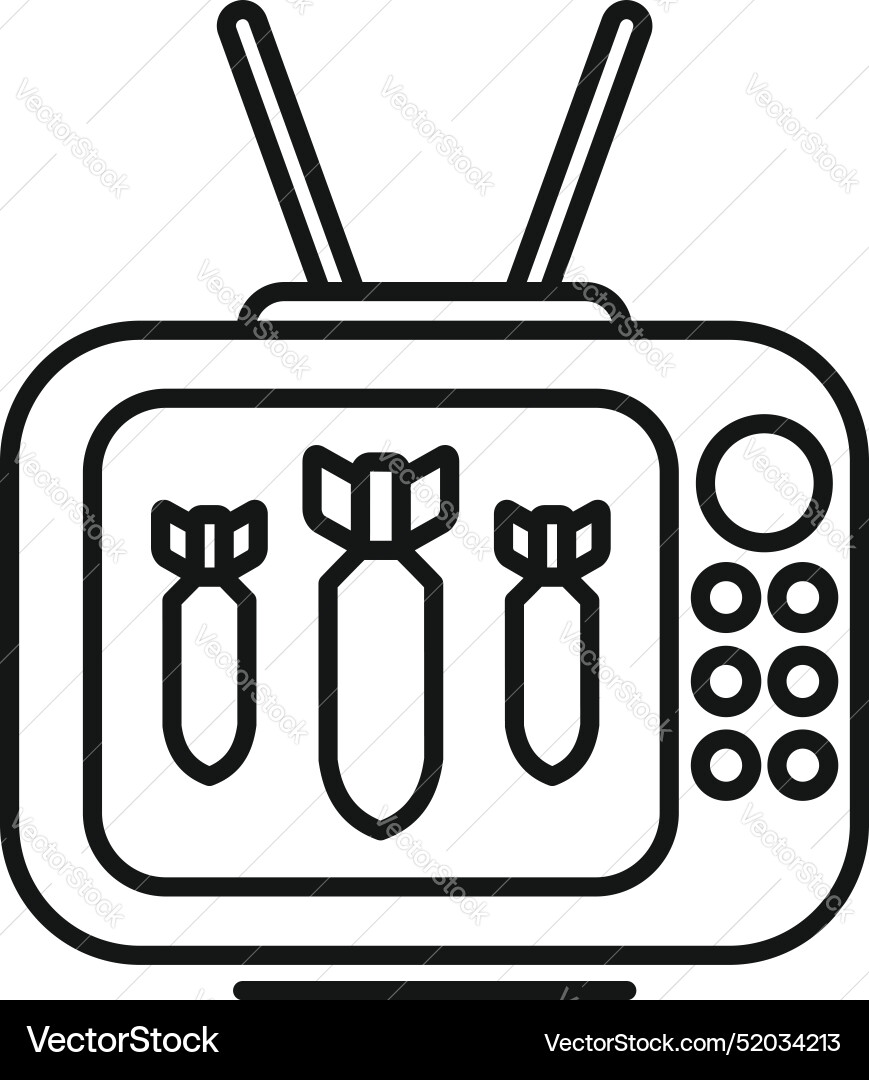 Television showing three bombs representing war Vector Image