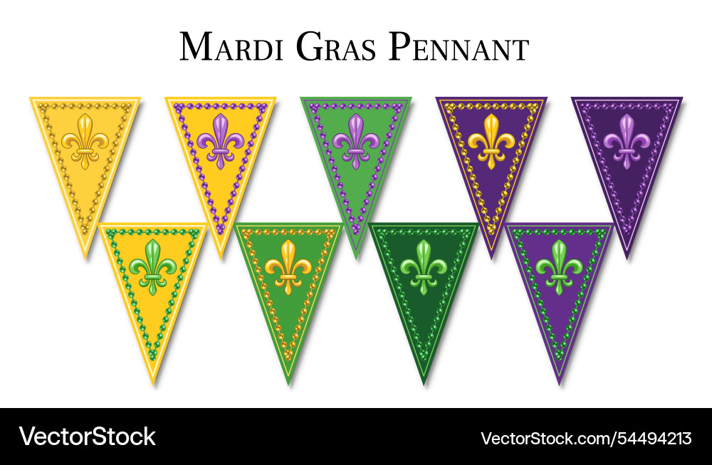 Triangular mardi gras pennants flags Lizenzfreier Vektor