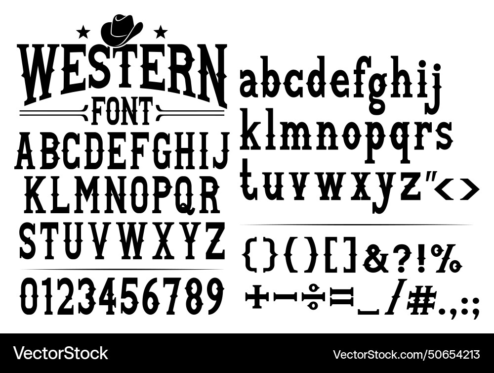 Western alphabet letters font Royalty Free Vector Image