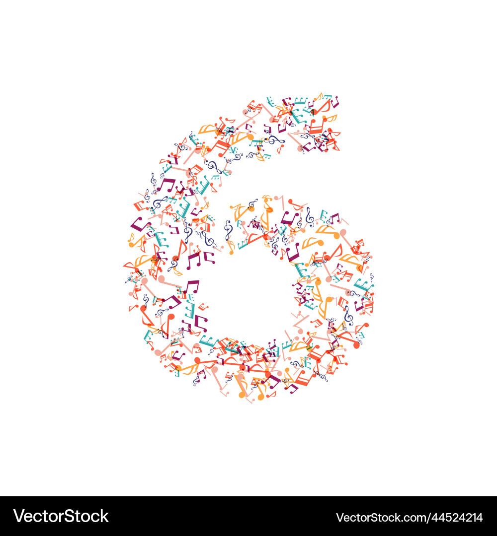 Decorative Number 6 Music Note Royalty Free Vector Image