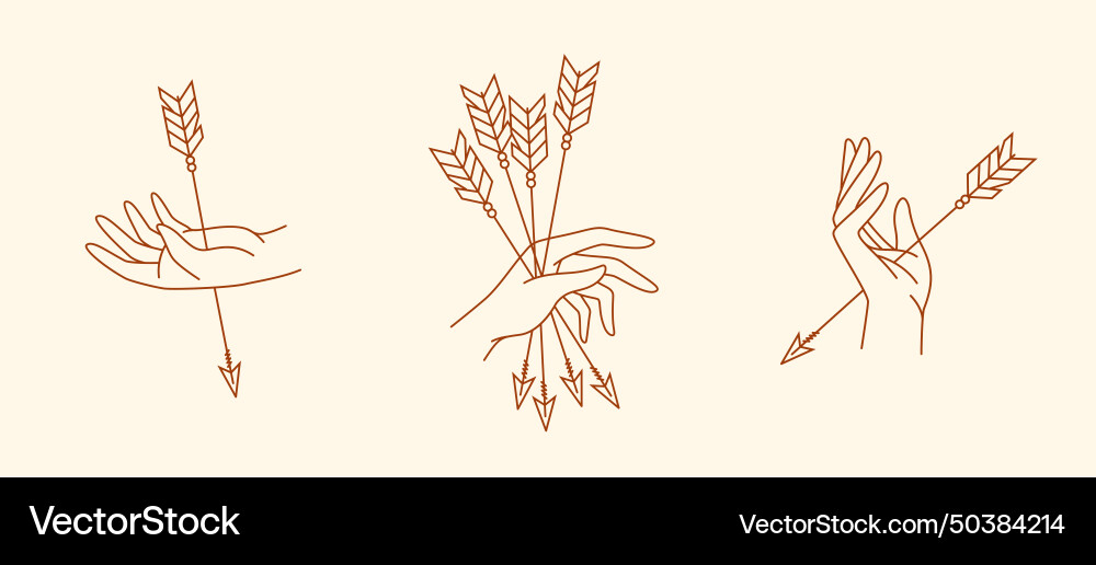 Hand and arrow line art Royalty Free Vector Image