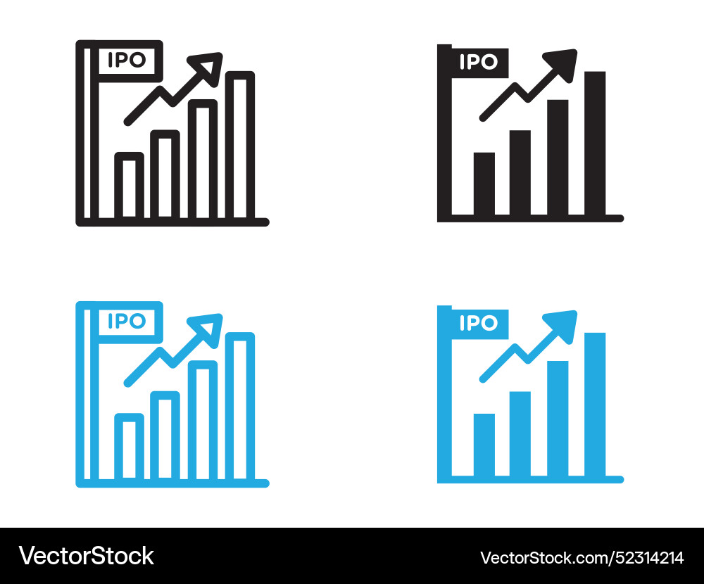 Ipo initial public offering icon black and white Vector Image Ipo initial public offering icon black and white Vector Image