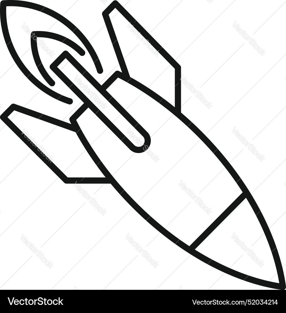 Nuclear missile rocket blasting off leaving fire Vector Image