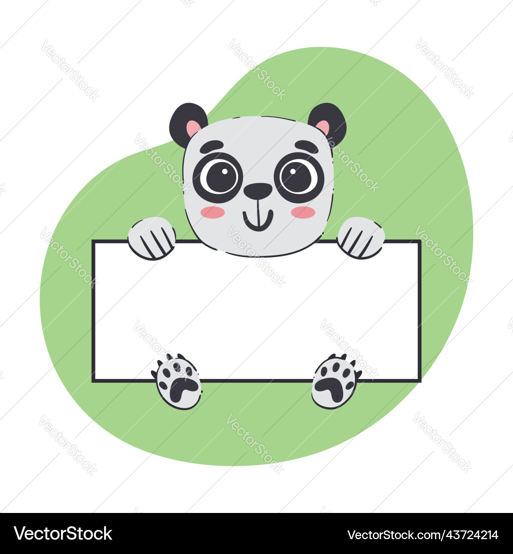 Panda bear holding a blank banner Royalty Free Vector Image