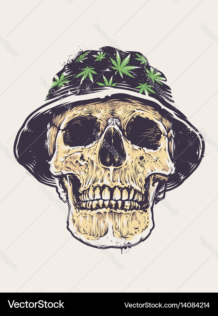Rasta skull in hat Royalty Free Vector Image - VectorStock