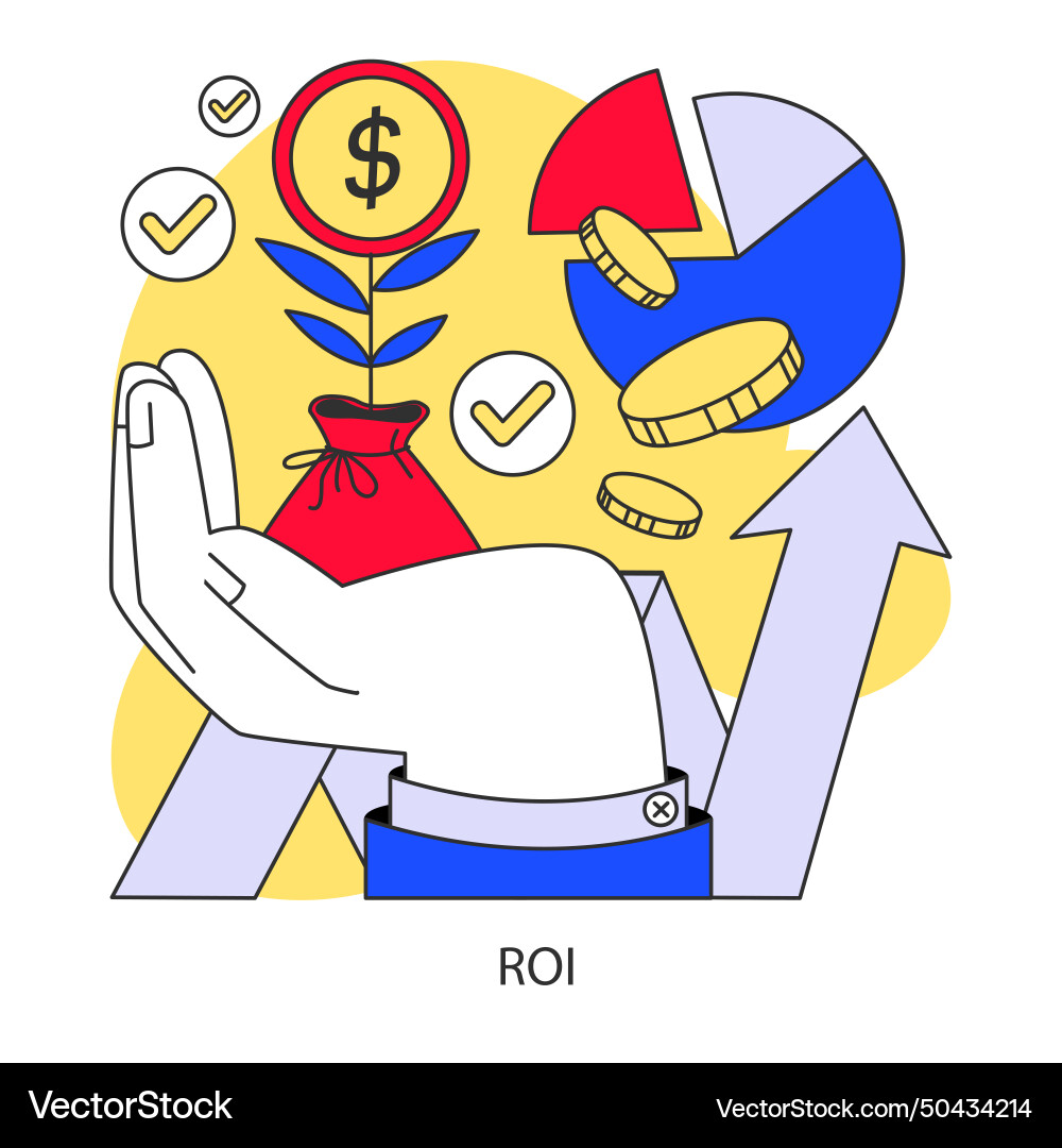 Roi growth concept flat Royalty Free Vector Image